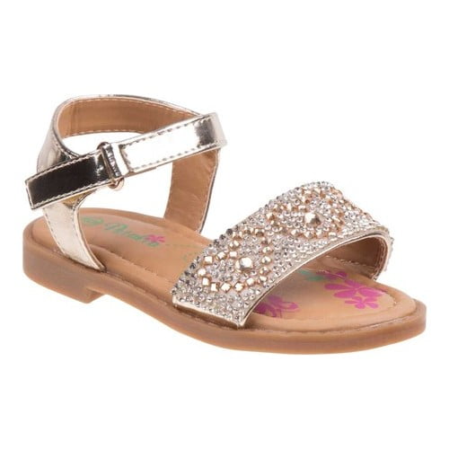 Little Girls Gold Glitter Rhinestone Heart Sandals - Walmart.com