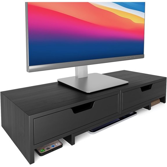 Monitor Stand Riser Desk Storage Rack Space Saving Computer Heightened ...
