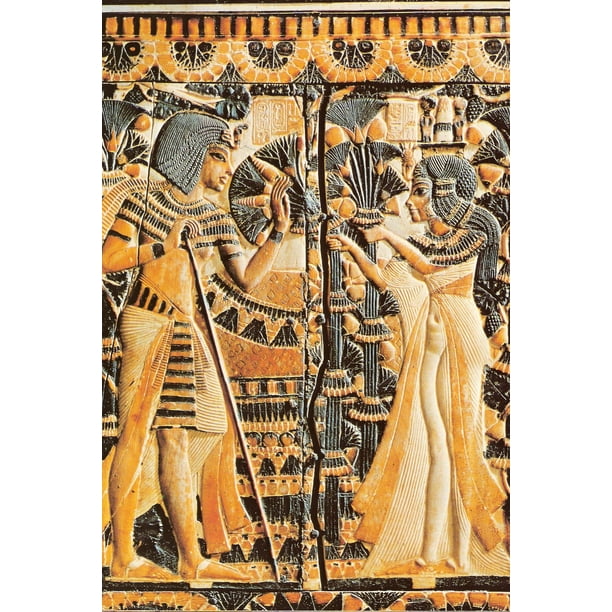 24x36 gallery poster, King Tutankhamun, King Tut, and his queen ...