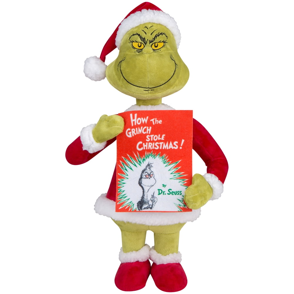 Dr. Seuss Christmas 18 inch Grinch in Santa Suit with Book Holiday ...