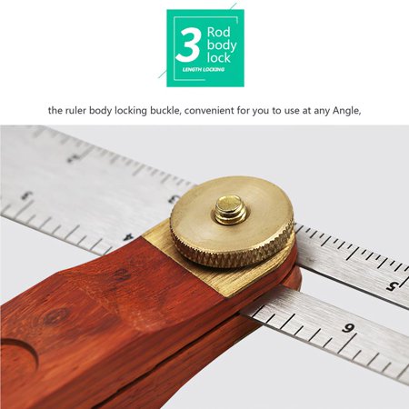 0-20cm Movable Square Bevel Angle Ruler with Wooden Handle Stainless ...