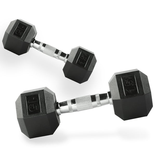 PRCTZ,15lb Rubber Encased Hex Dumbbell, Pair - Walmart.com