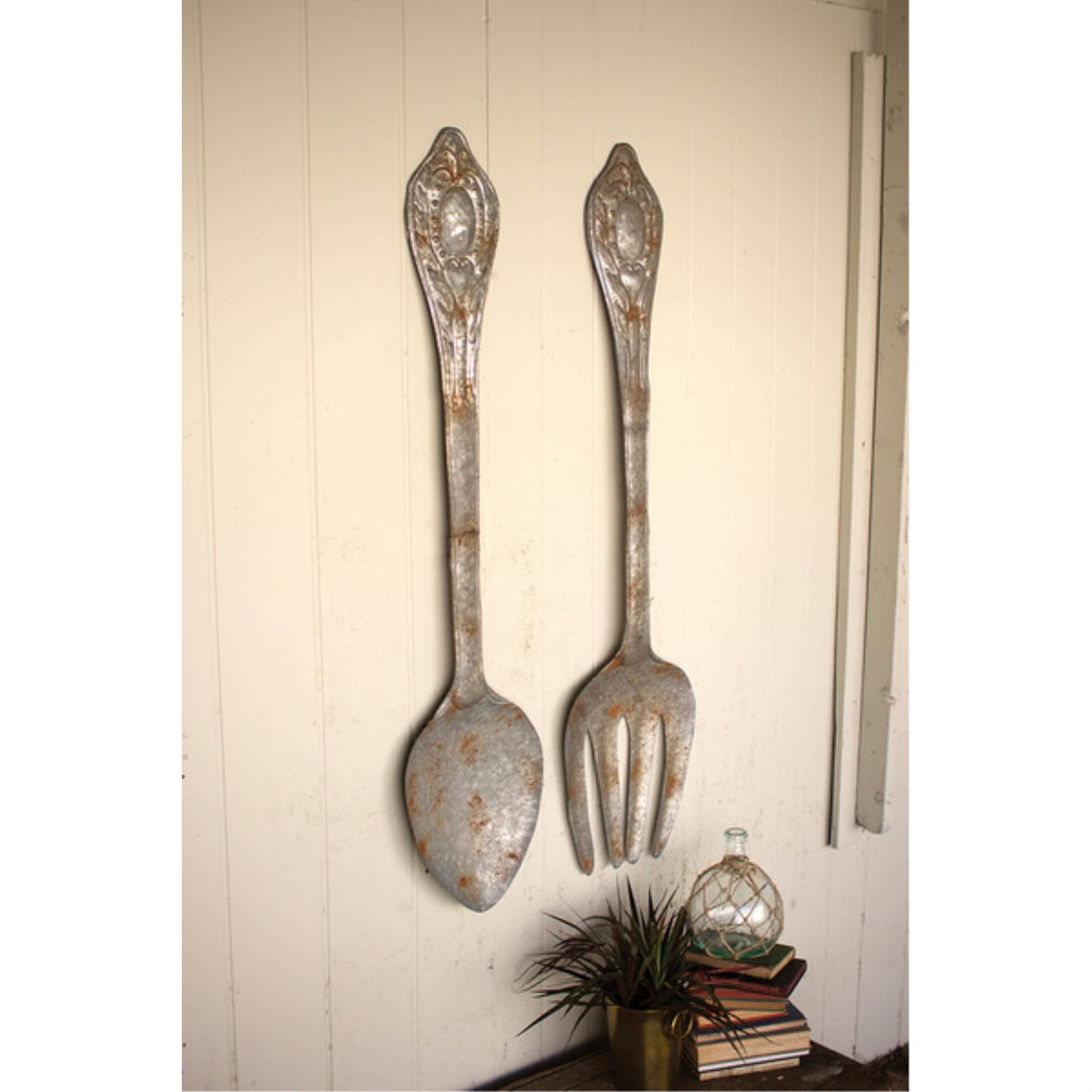 SET OF TWO LARGE METAL FORK AND SPOON WALL DECOR - Walmart.com