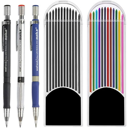 3 Pcs Mechanical Pencils 2.0mm Automatic Pencil Drafting Clutch Pencil ...