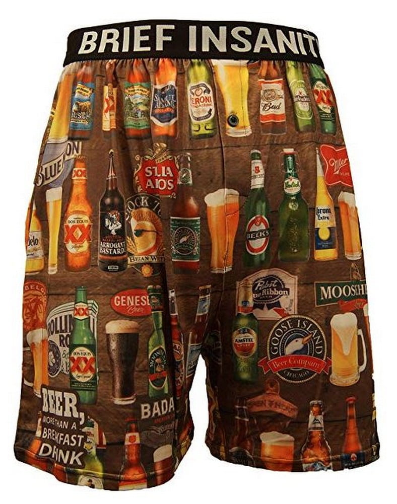 Brief Insanity Men's Beer Not Just For Breakfast Boxer Shorts Underwear ...