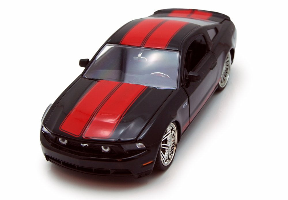 2010 Ford Mustang GT, Black w/ Red Stripes - Jada Toys 92206 - 1/24 ...