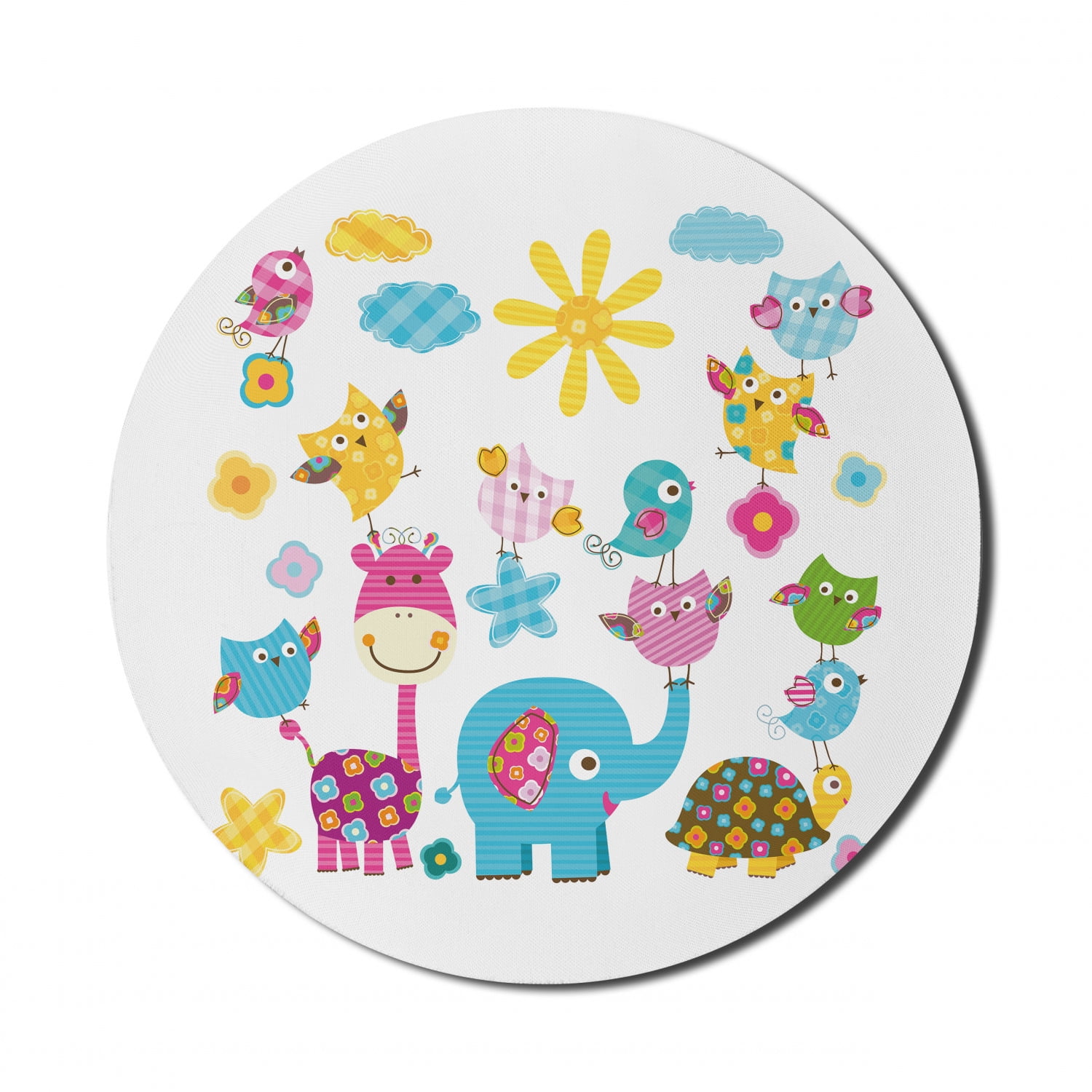 Cartoon Mouse Pad for Computers, Animals Style Happy Dancing Animals ...