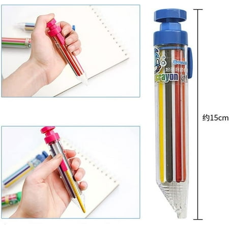 8 In 1 Multicolor Crayons Pens Retractable Transparent Barrel Oil ...