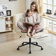 Armless Office Chair with Wheels for Home Office, Bedroom - Ivory white ...