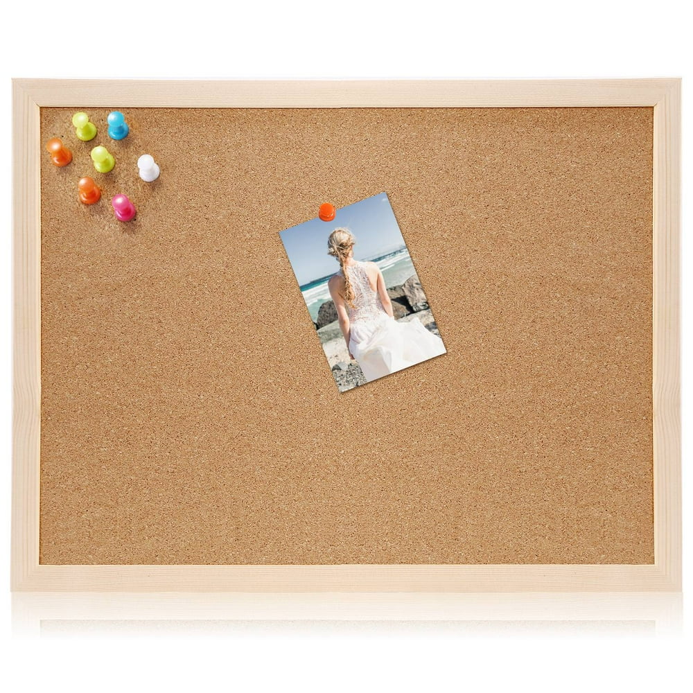 Notice Cork Board Double Sided Bulletin Board W Wood Frame Pushpin