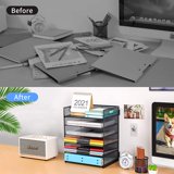 6 Tier Mesh File Organization with Handle,Paper Letter Tray Organizer ...
