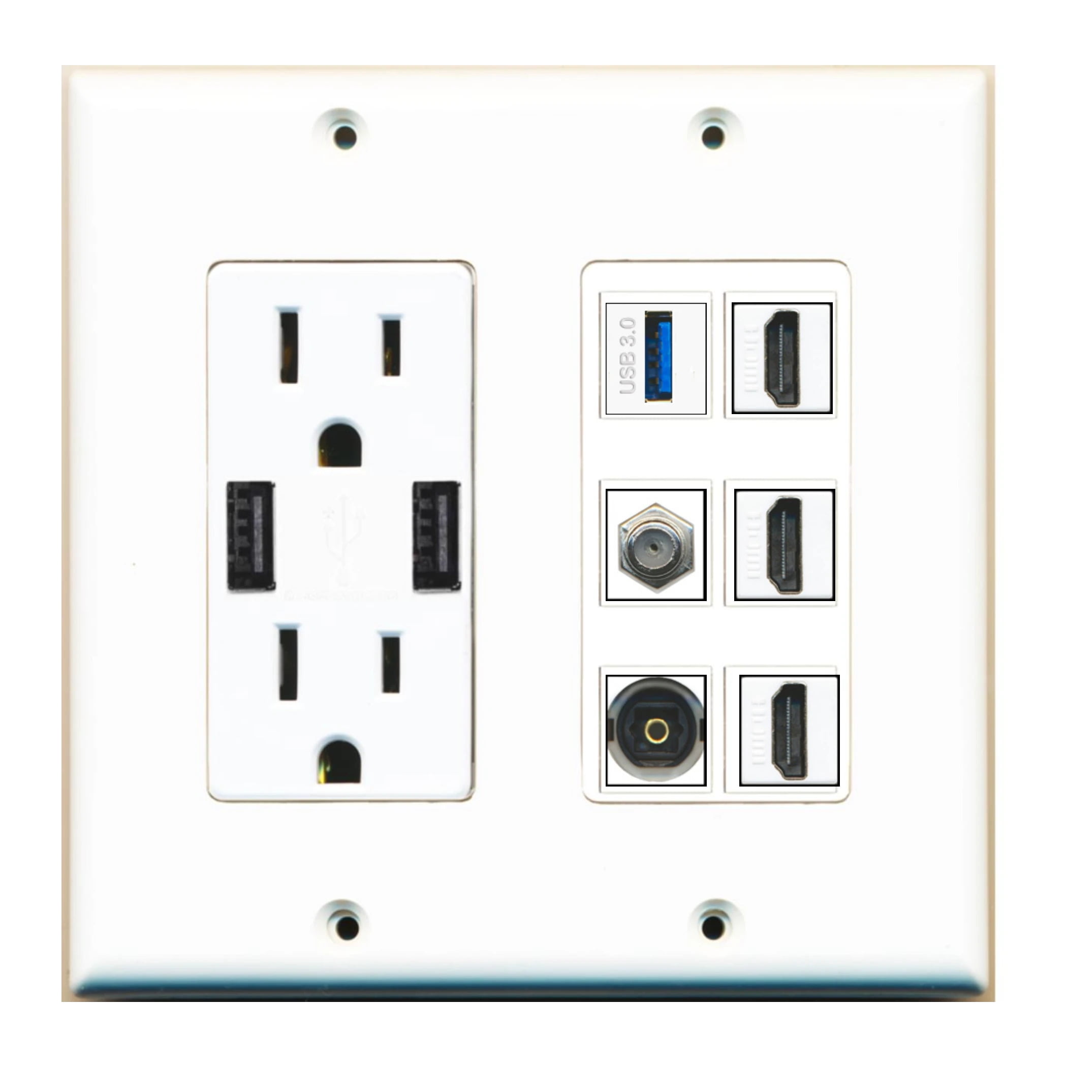 Ultra Spec Cables Custom Wall Plate 2 x USB-Charger + Tamper Resistant ...