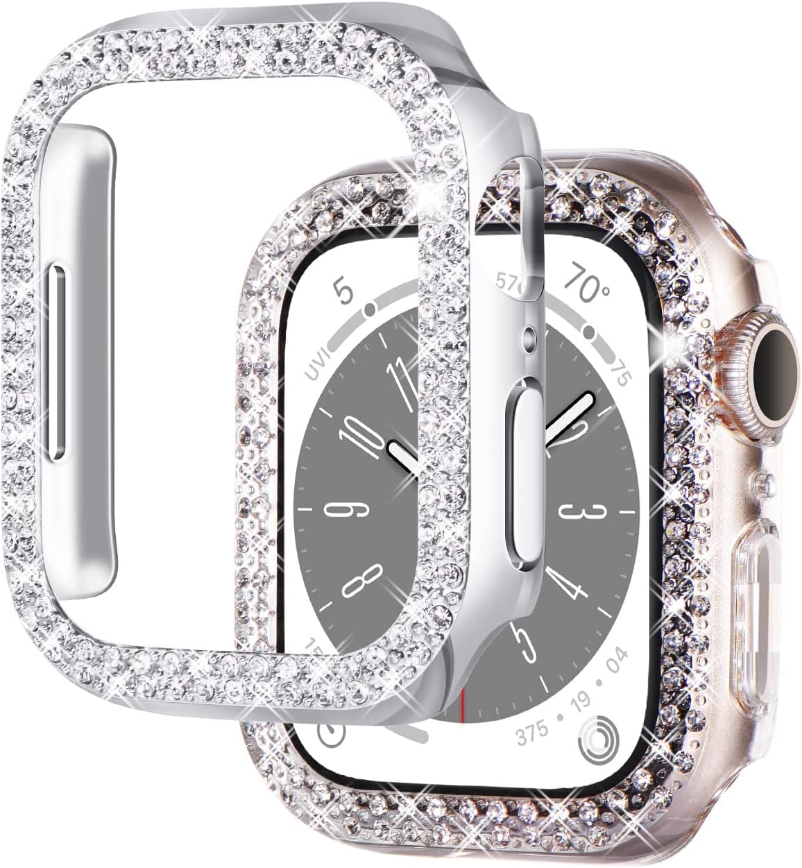 2-Pack Crystal Diamond Bling Cases Compatible for Apple Watch 44mm SE ...