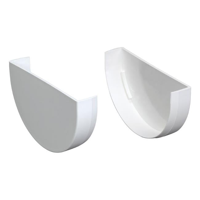 Plastmo 5005384 Classic 5 in. White Vinyl Half Round Gutter End Caps ...