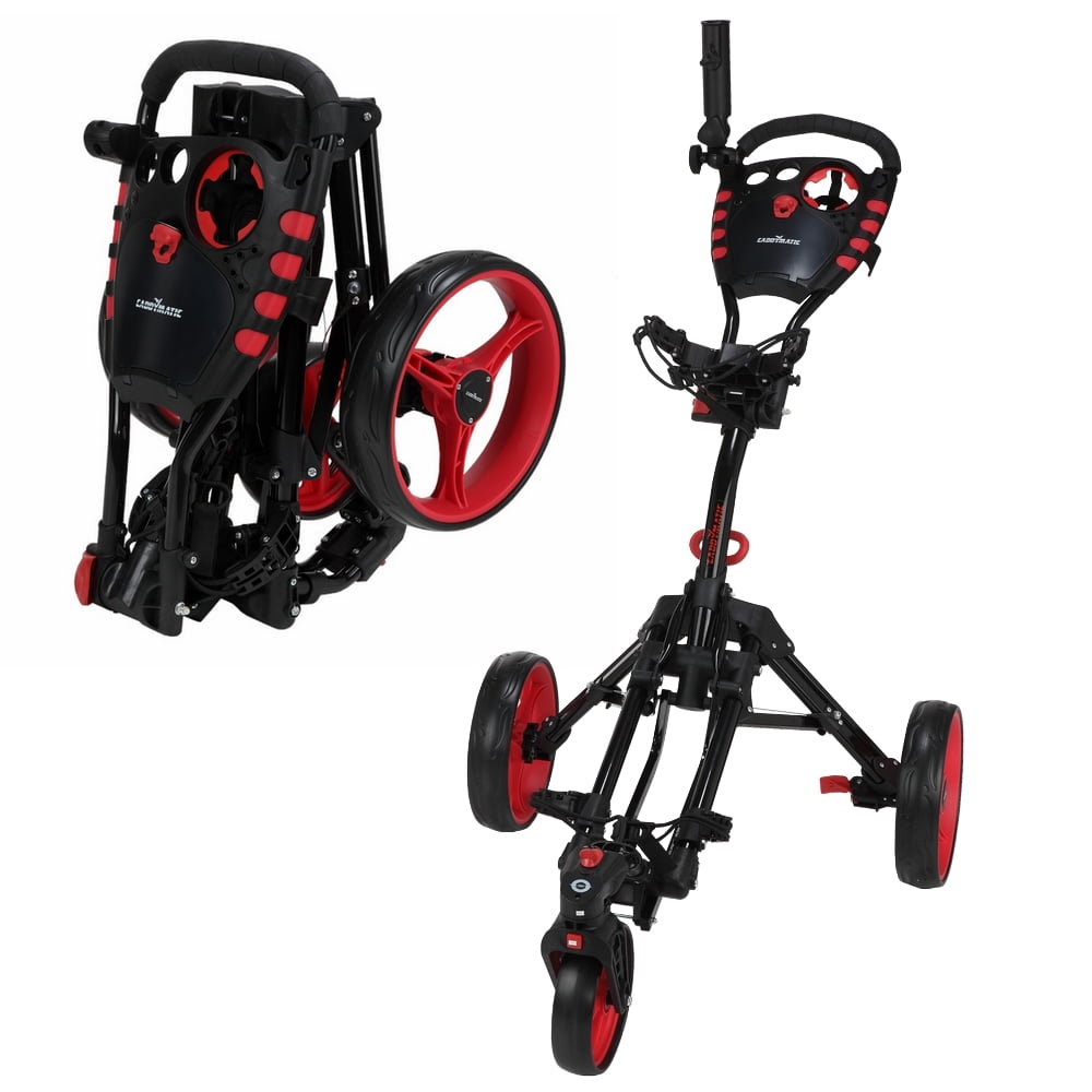 Caddymatic Golf 360 Degree SwivelEase 3 Wheel Folding Golf Cart Black ...