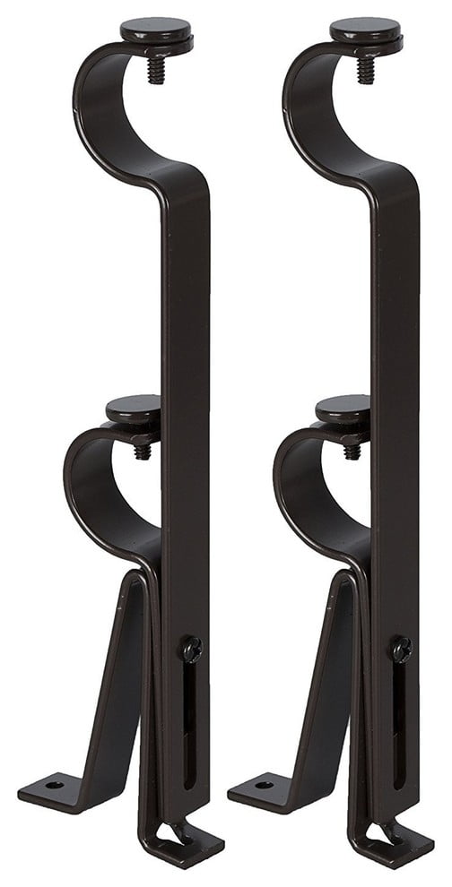 Urbanest Adjustable Double Rod Bracket, Up to 1 1/8", Bronze, Set of 2 ...