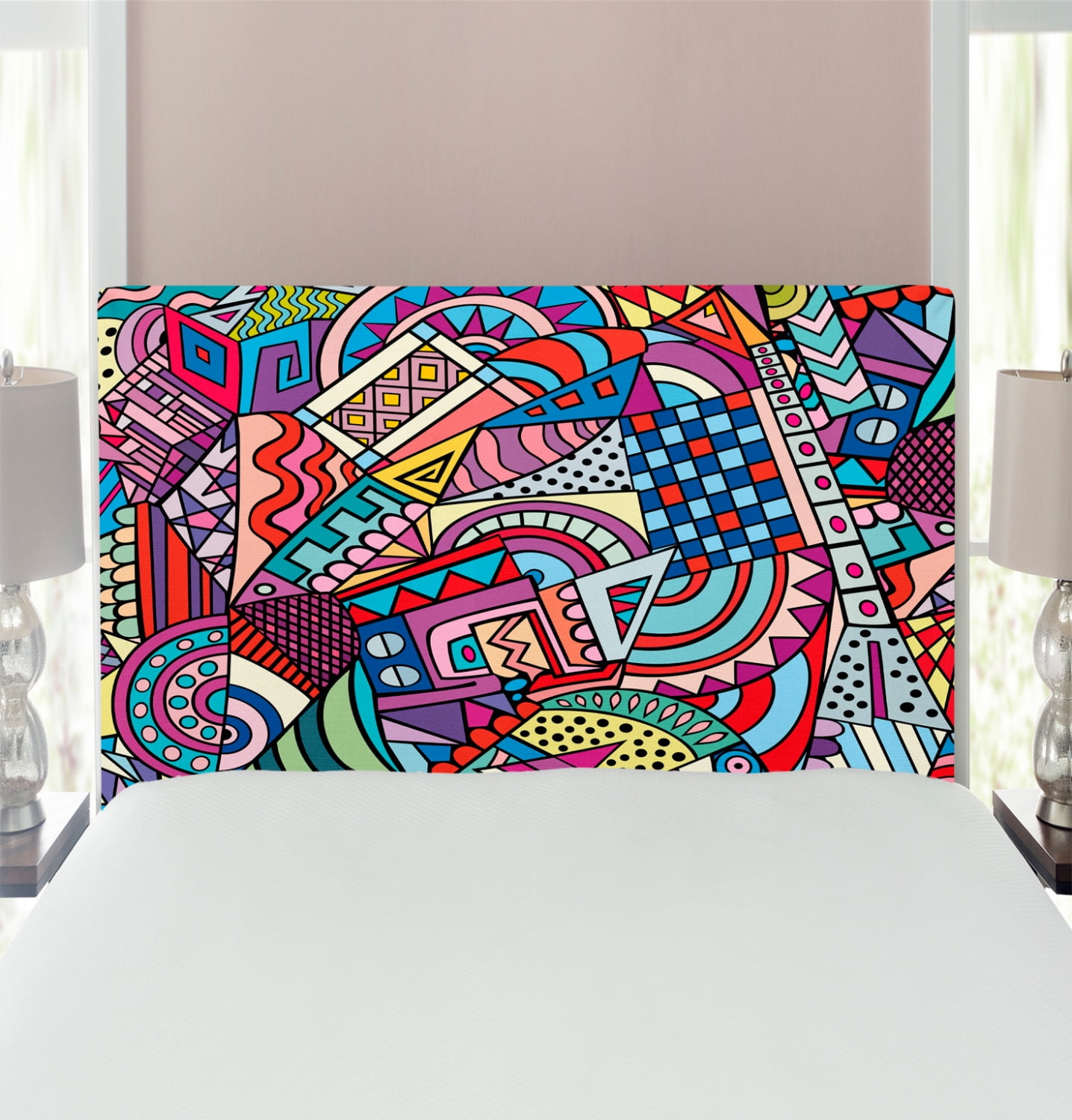 Psychedelic Headboard, Colorful Funky Art 90's Stained Glass Style ...