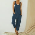 Women's Sleeveless Bib Overalls Suspender Loose Wide Leg Pant Jumpsuits ...