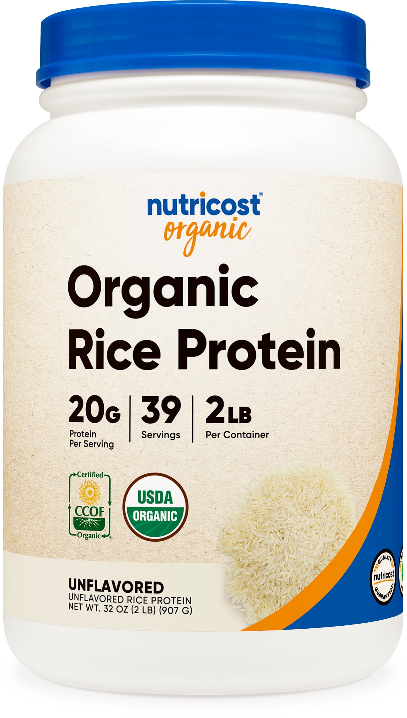 Nutricost Organic Rice Protein Powder 2LBS (Unflavored) - Non-GMO ...