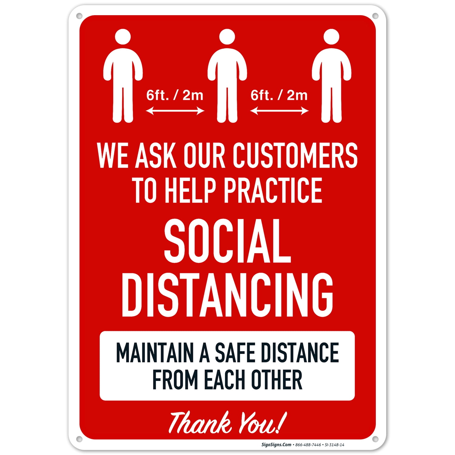 Social Distancing Sign, Customers Please Maintain Social Distancing ...