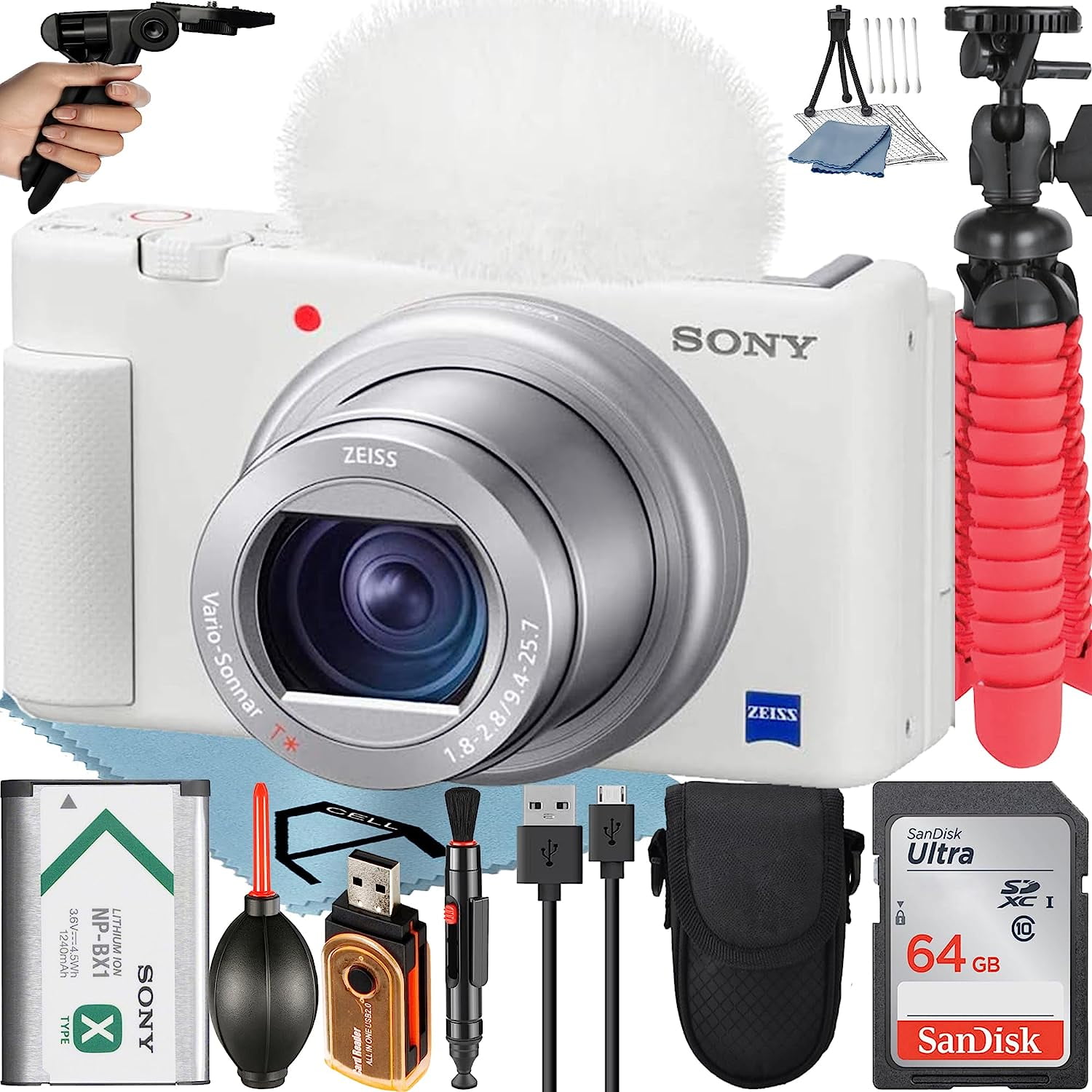 Sony ZV-1 Compact Digital Camera For Content Creators 4K HDR Video with Wind Screen + 64GB ...