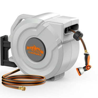 Retractable Garden Hose Reel 5/8 In X 100 Ft Automatic Wall Mounted ...