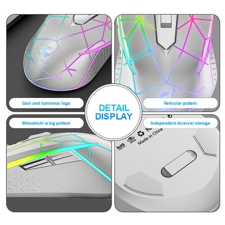 Wireless Gaming Mouse, Rechargeable Computer Mouse Mice With Colorful ...