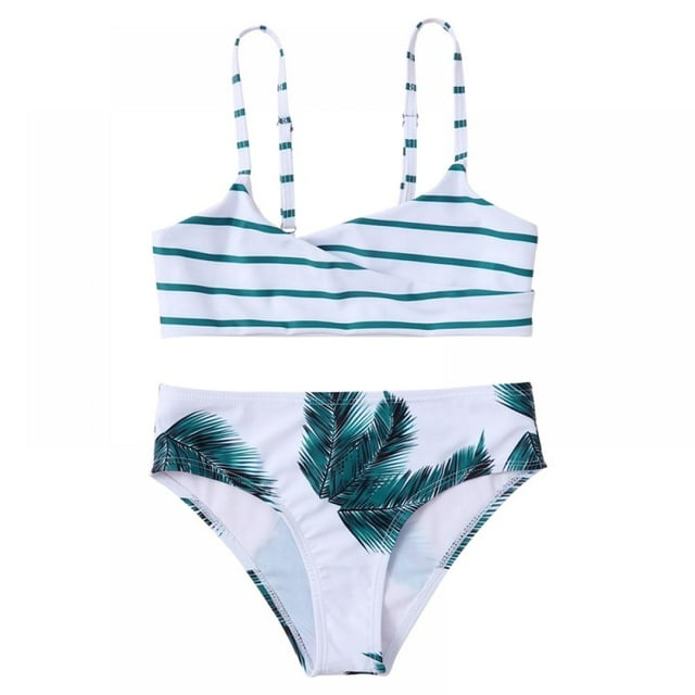 BULLPIANO 7-14Y Girls' Swimsuit Spaghetti Strap Two-Piece Suit Beach ...