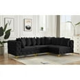Maklaine Modern / Contemporary Black Velvet Modular Sectional - Walmart.com