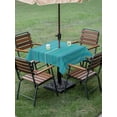 Blue Stripes Square Outdoor Tablecloth with Umbrella Hole Abstract ...