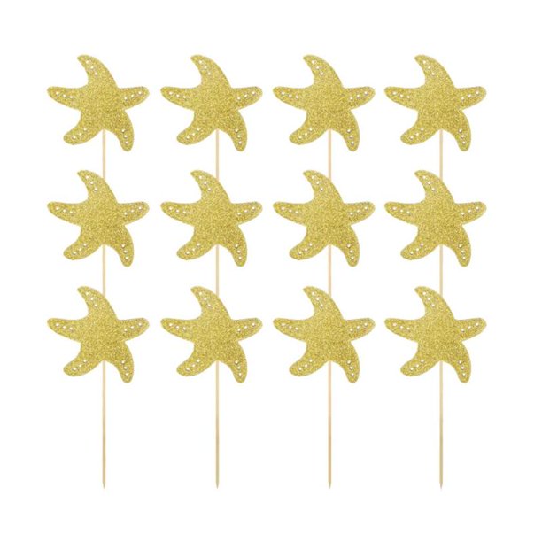 12pcs Glitter Cakecup Toppers Ocean Creature Cake Topper Golden ...
