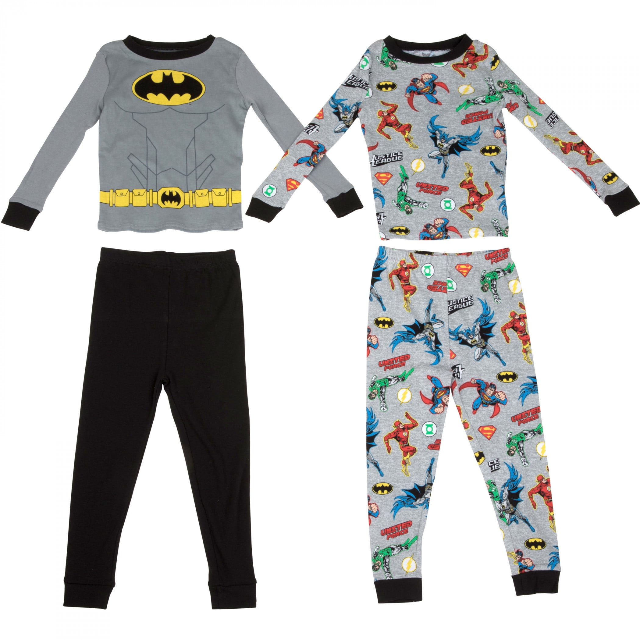DC Comics Batman Costume and JLA Long Sleeve 4-Piece Pajama Set-Size 4 ...