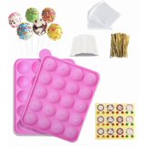 3U Cake Pop Mold Maker Baking Kit Silicone Spheres 20-Cavity Food-Grade ...