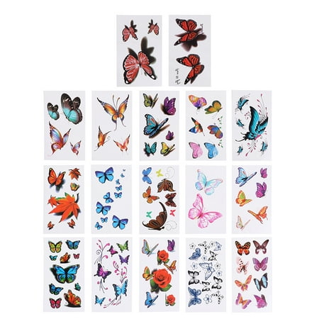 Butterfly Tattoo Stickers 50 Sheets Butterfly Pattern Tattoo Set ...