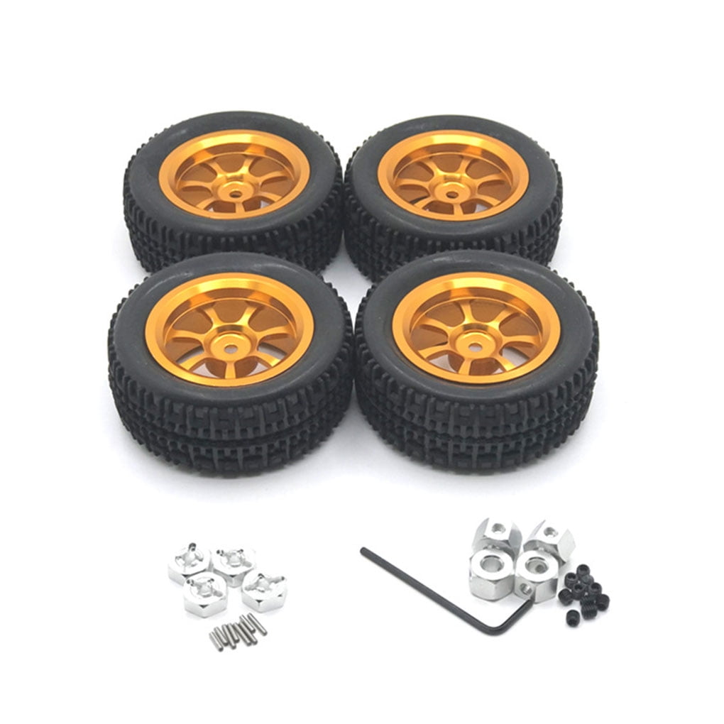 Linyer 4Pcs Aluminum Alloy Rubber Wheel Rim Kit Remote Control Car ...