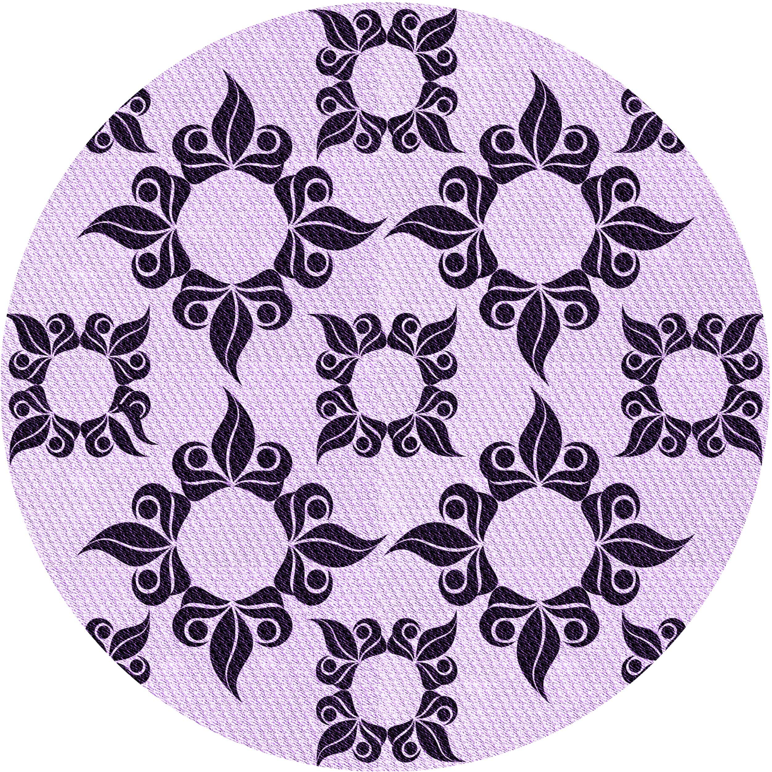 Ahgly Company Indoor Round Patterned Rebecca Purple Area Rugs, 5' Round ...