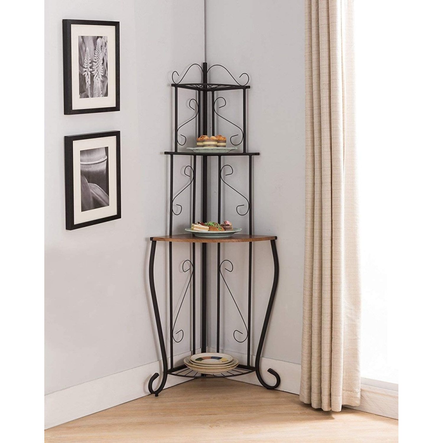 Xayacule Tedor Transitional 4 Tier Freestanding Corner Kitchen Bakers ...