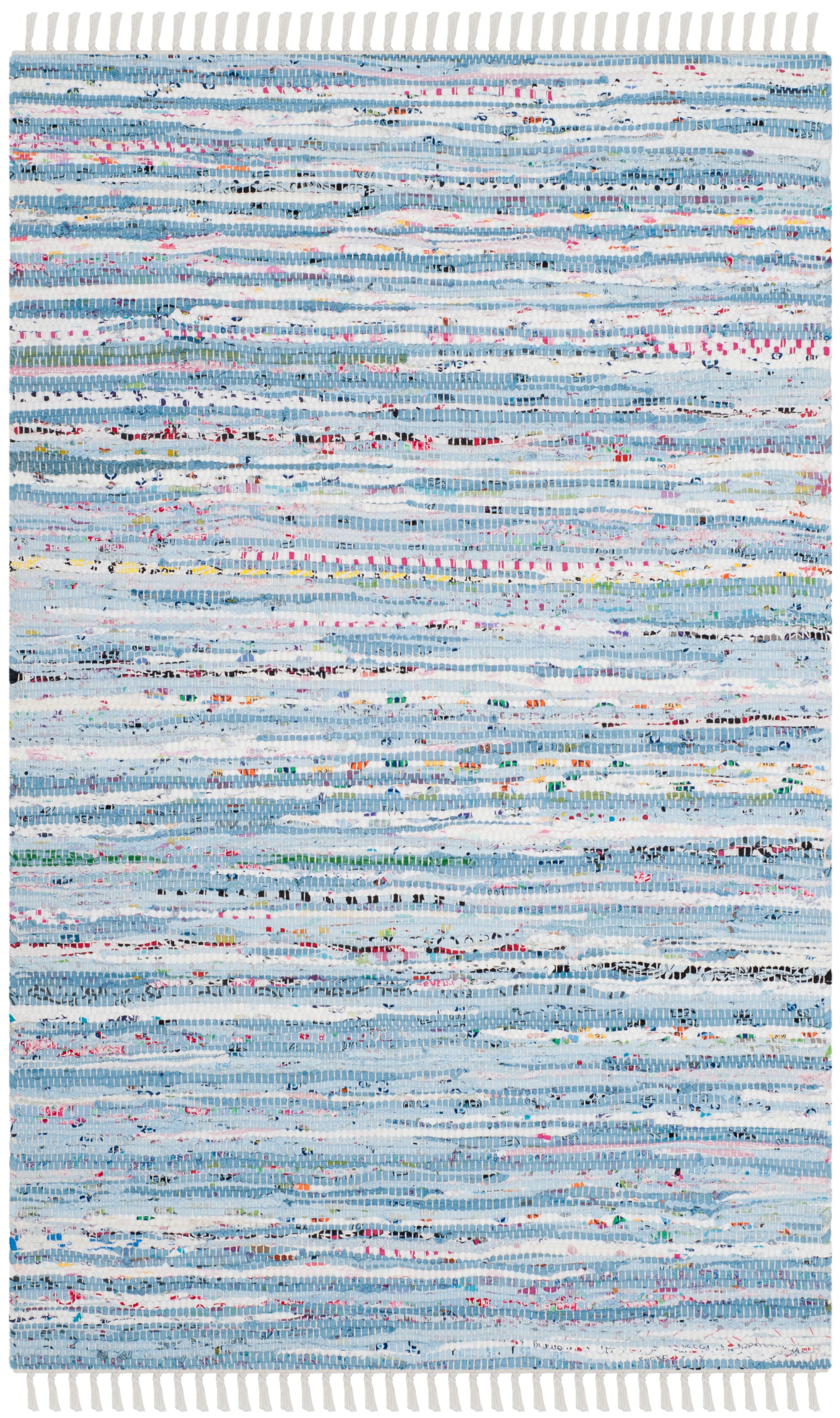 SAFAVIEH Rag Skylar Striped Cotton Area Rug, Light Blue/Multi, 2'3" x 3 ...
