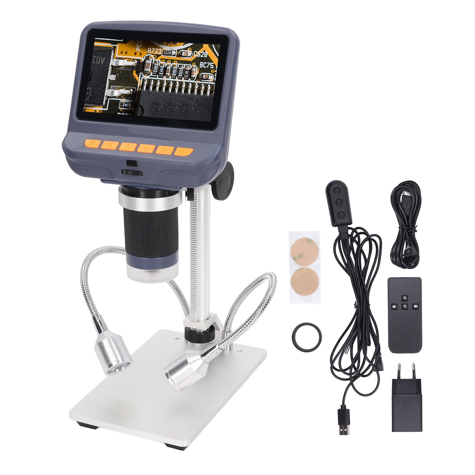 4.3in HD Digital Microscope Set Double Sided Adhesive Light Control ...