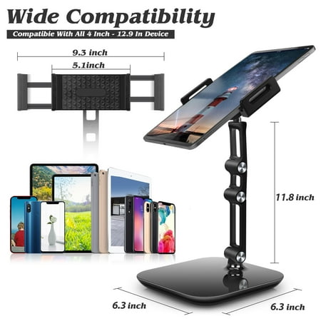 Tablet Stand Holder, Height & Angle Adjustable, Aluminum 360 Degree ...
