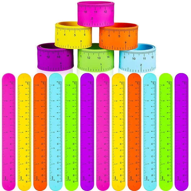 24 Pieces Ruler Slap Bracelets Slap Wrist Ruler Slap on Ruler Braclet ...