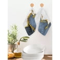 Blue Gold Marble Kitchen Dish Towels for Drying Dishes Set of 4, Modern ...