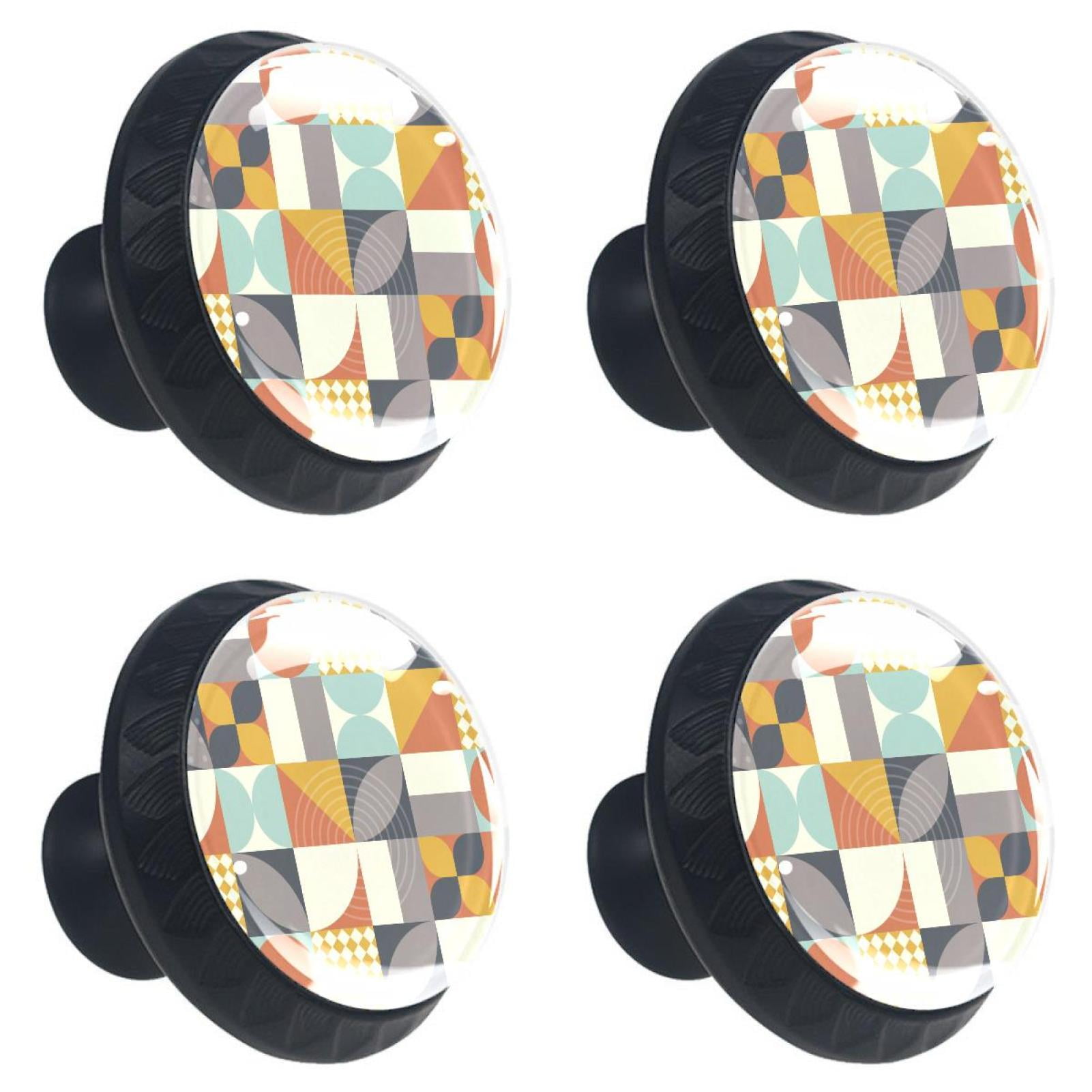 4 Pcs Geometric Shape Mosaic Knobs for Kitchen Cabinet Cupboard Dresser ...