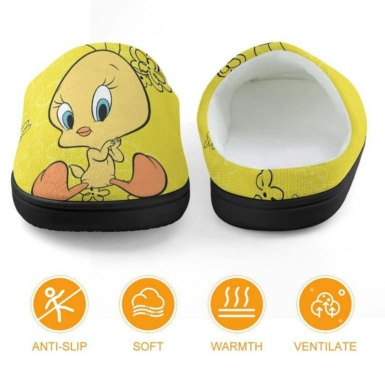 Looney Tunes Tweety Kids Slippers House Slippers Warm Soft Plush Slipper Anti Slip Winter House Shoes for Boys Girls