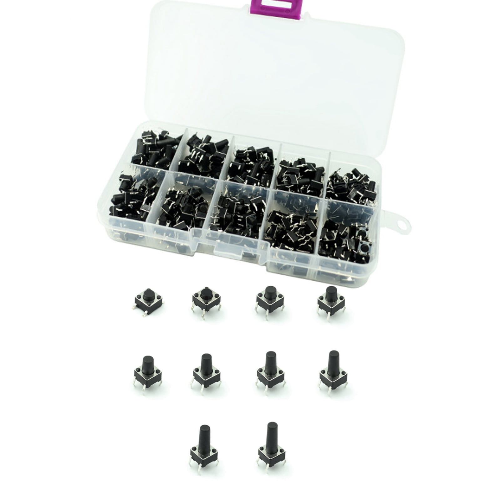 Tact Switch Kit Set, 200Pcs 6x6mm Momentary Tact Micro Push Key Button ...