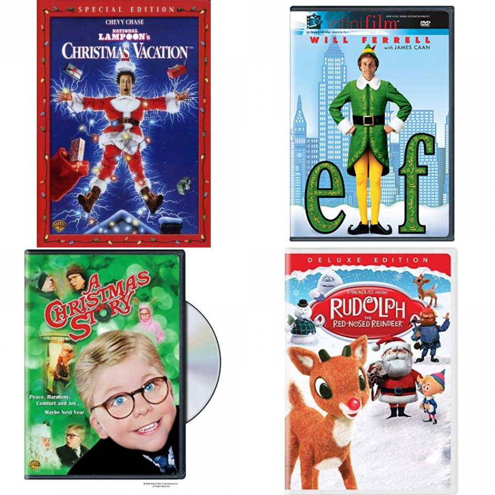 Christmas Holiday Movies DVD 4 Pack Assorted Bundle: Christmas Vacation ...