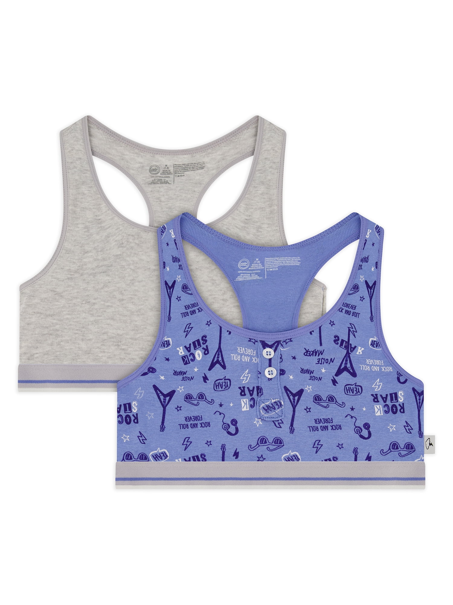 Wonder Nation Girls Essential Pull Over Bras, 2 pack, Sizes S-XL ...