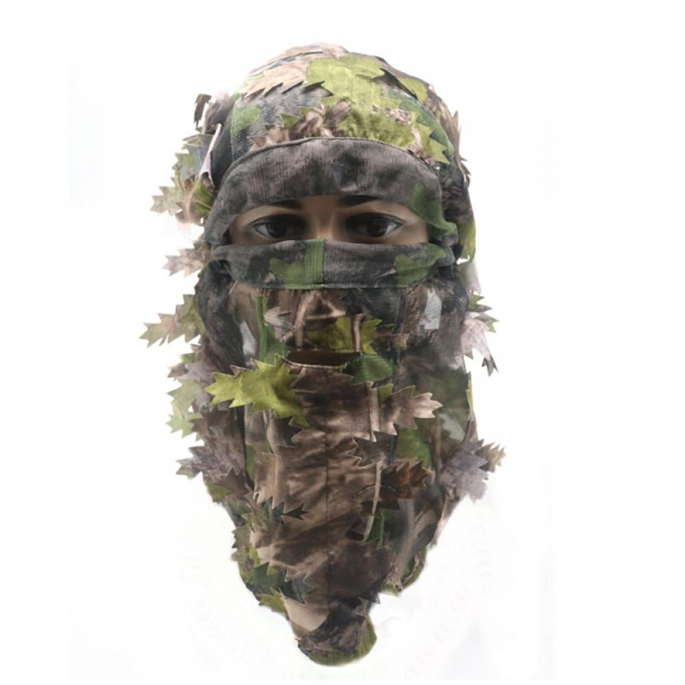 Camouflage Hunting Cap, Camo Hunting Leafy Hat with Full 3D Face Mask ...