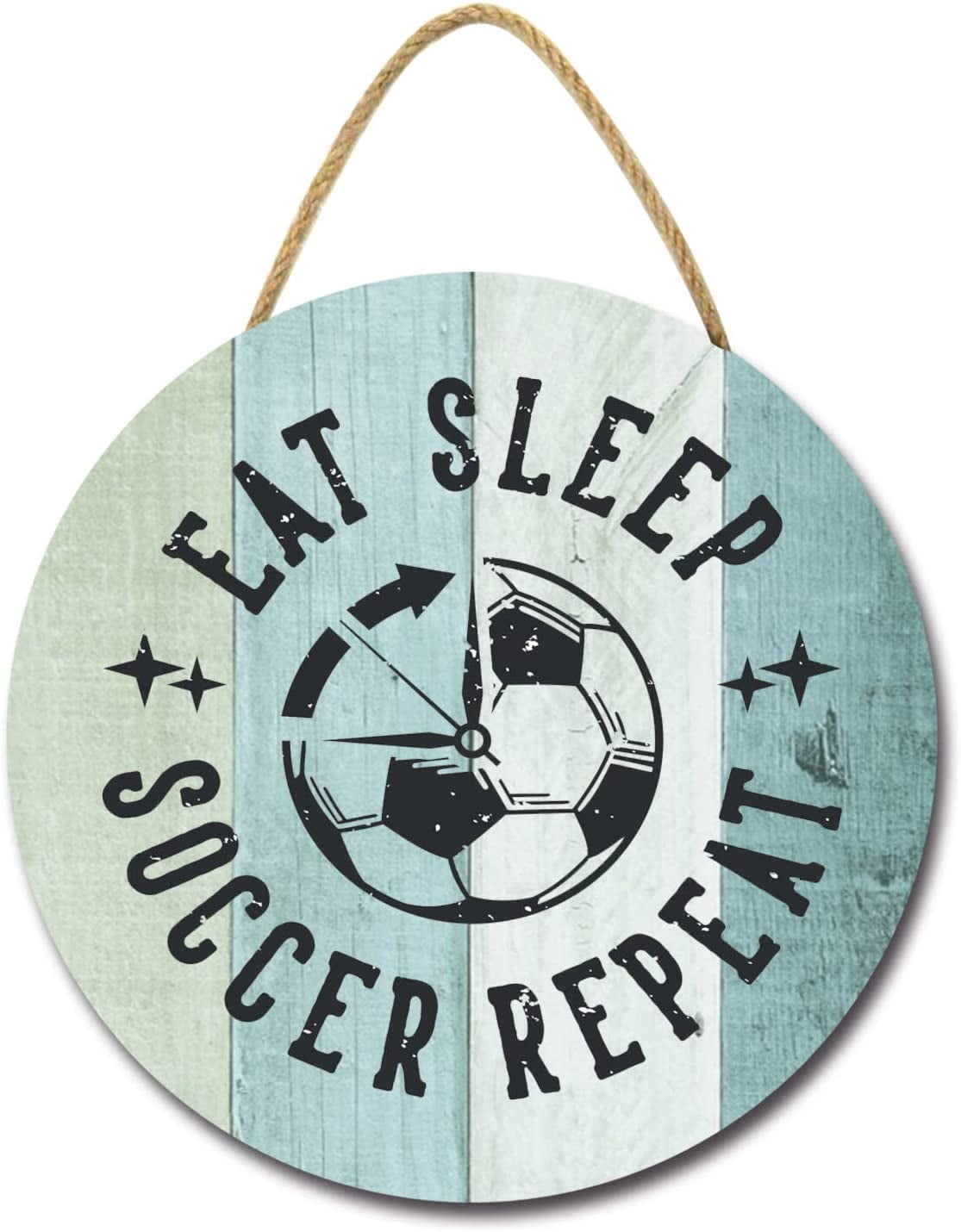 Eveokoki 12" Eat Sleep Soccer Repeat Funny Signs for Bar Pub Club ...