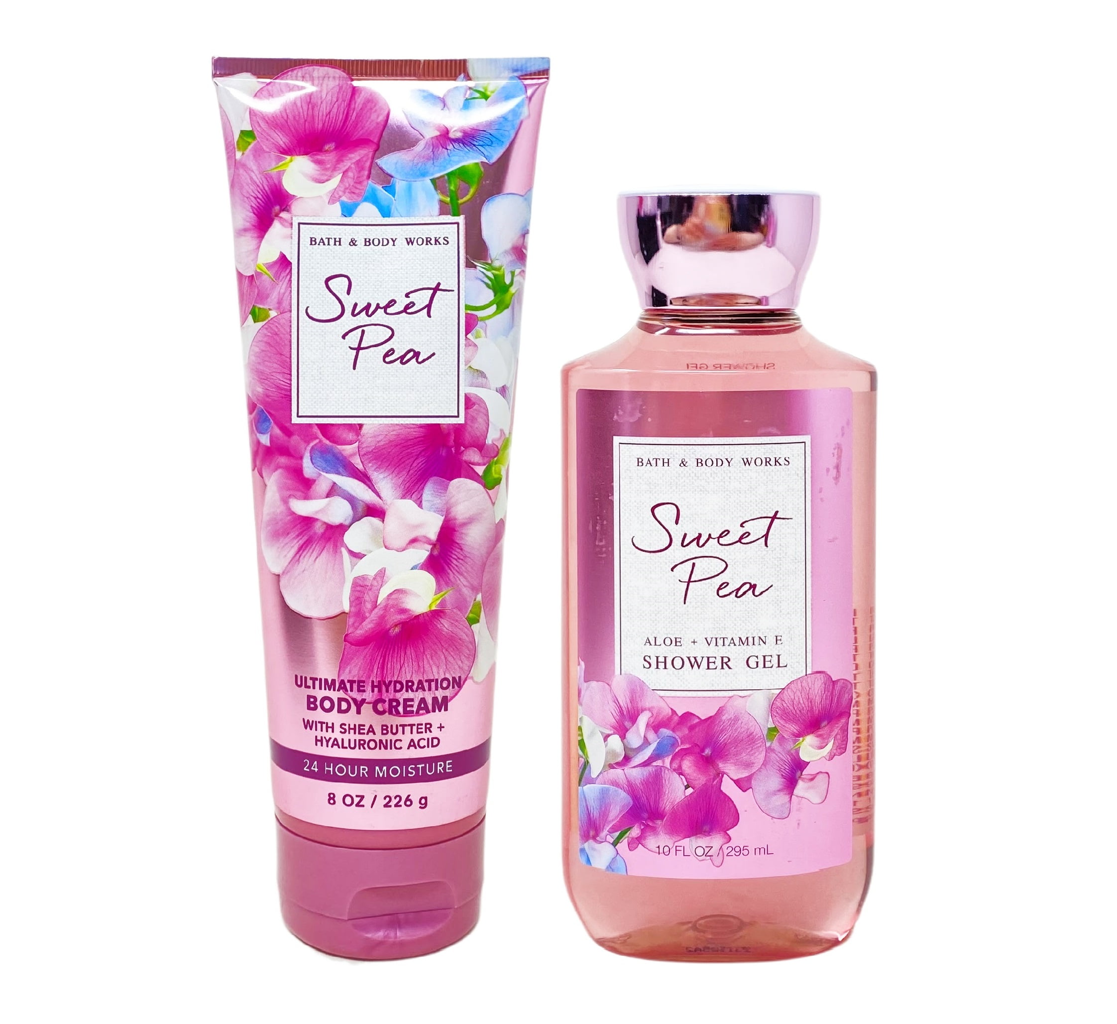 Bath and Body Works Sweet Pea Body Cream and Shower Gel Gift Set - Full ...
